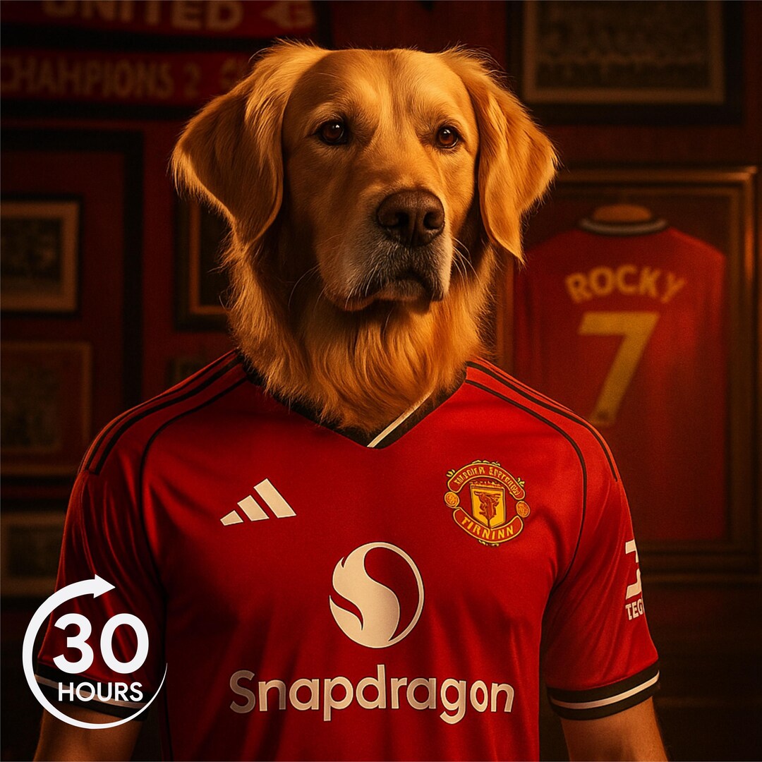 Custom Pet Football Poster, Dog in Soccer Kit With Name and Jersey ...