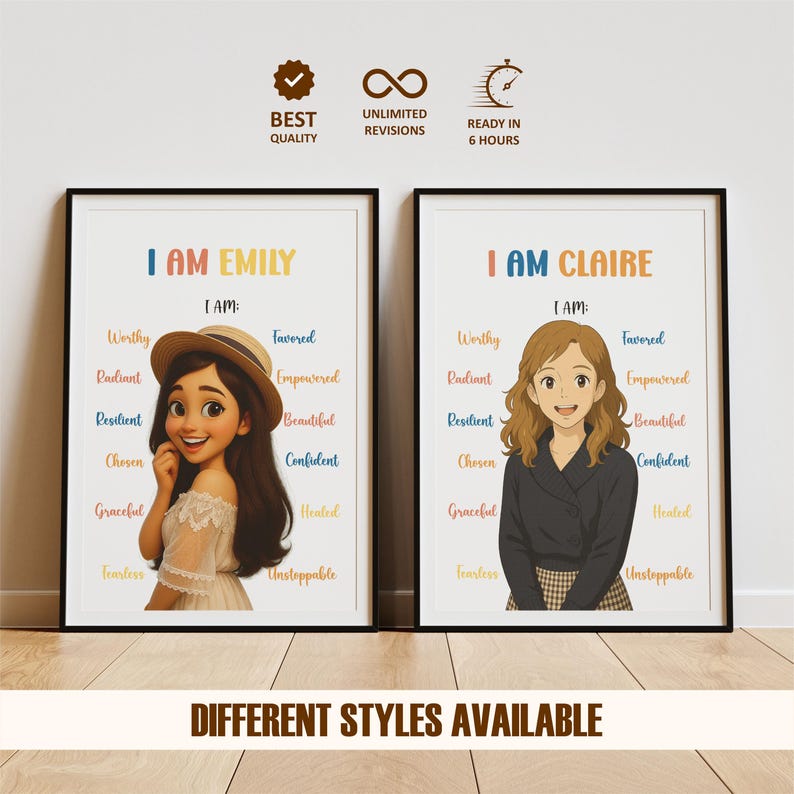 Positive Affirmation Poster, Personalized Affirmation Disney Art for ...