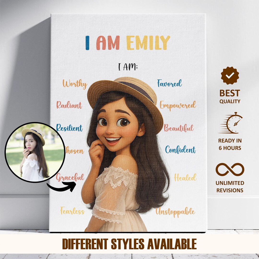 Positive Affirmation Poster, Personalized Affirmation Disney Art for ...