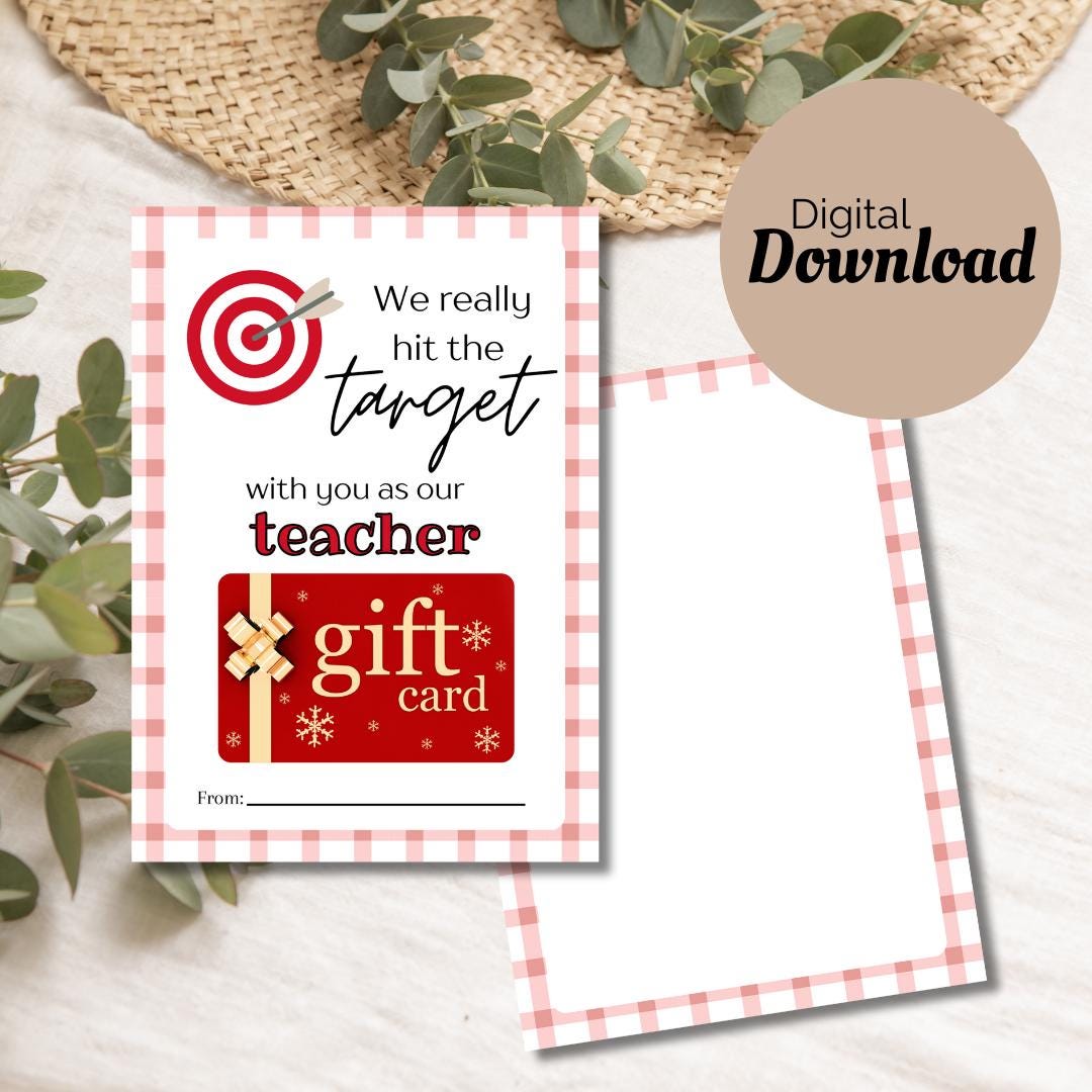 Teacher Gift Holiday Gift Card School Gift Christmas Present Digital ...