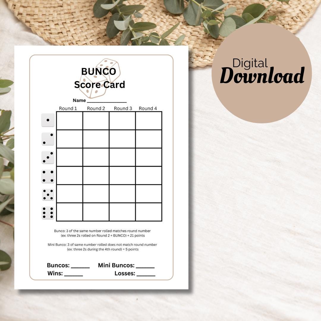 Bunco Card | Party Games | Digital Download | - Etsy
