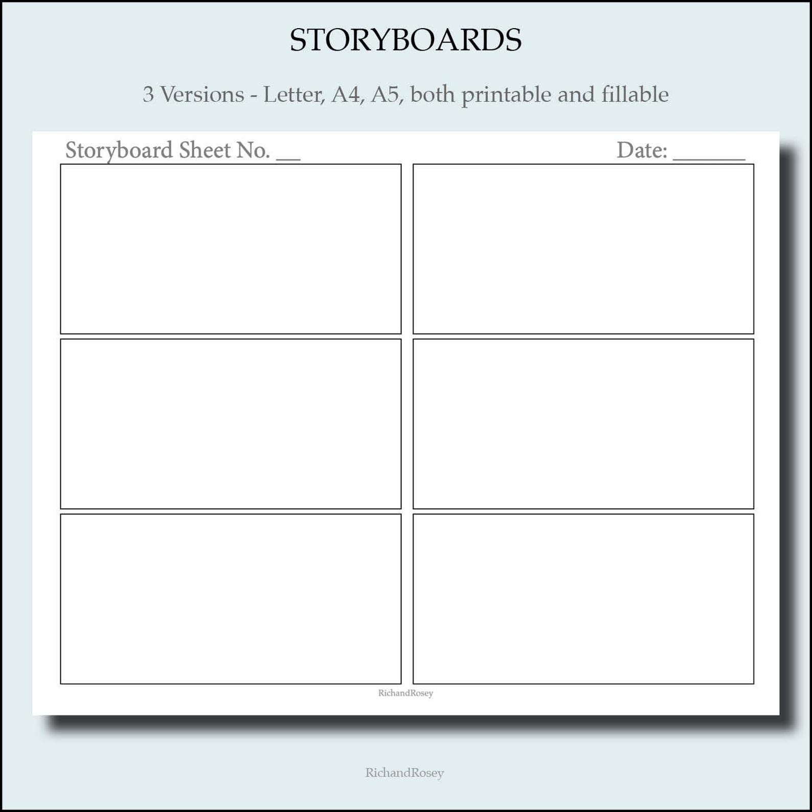 Storyboard Template | Script Visualization | Digital Storyboard | A4 ...