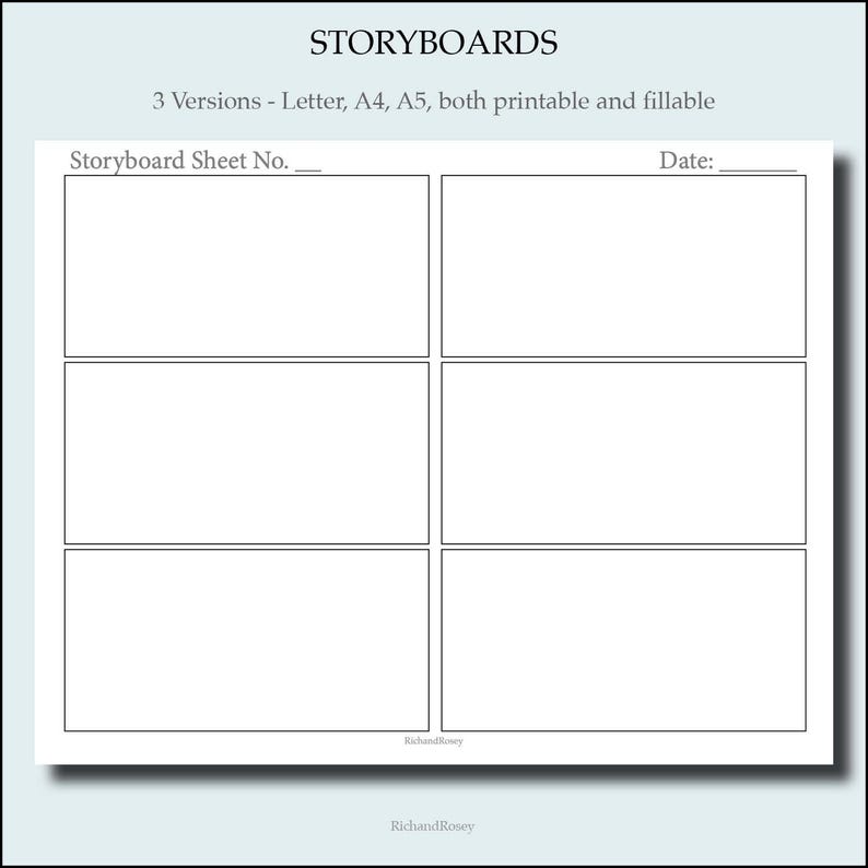 Storyboard Template | Script Visualization | Digital Storyboard | A4 ...