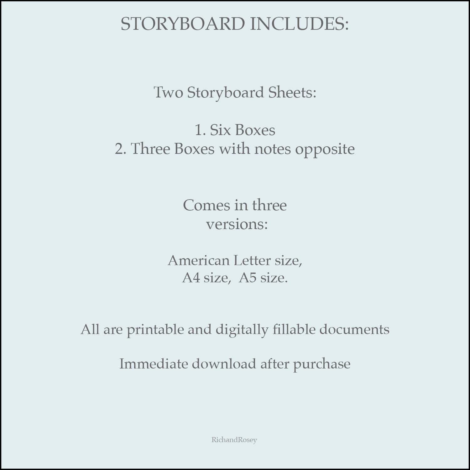 Storyboard Template | Script Visualization | Digital Storyboard | A4 ...