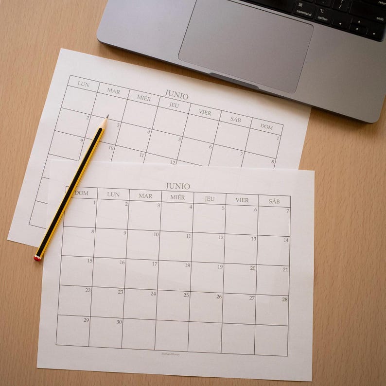 Spanish June 2025 Calendar, Monthly Planner, Monday to Sunday and ...