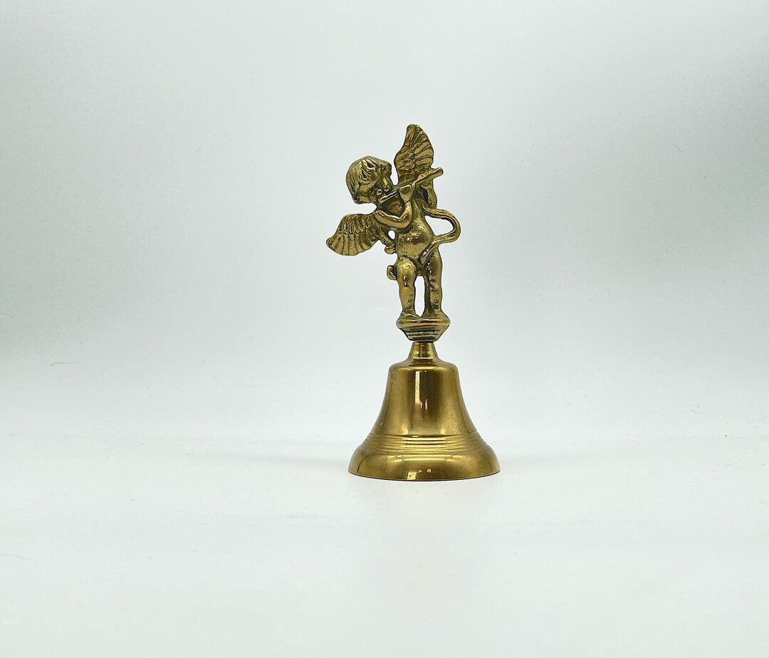 VTG, Brass Angel Cupid Bell, Playing Flute, Made in Taiwan 1970s ...