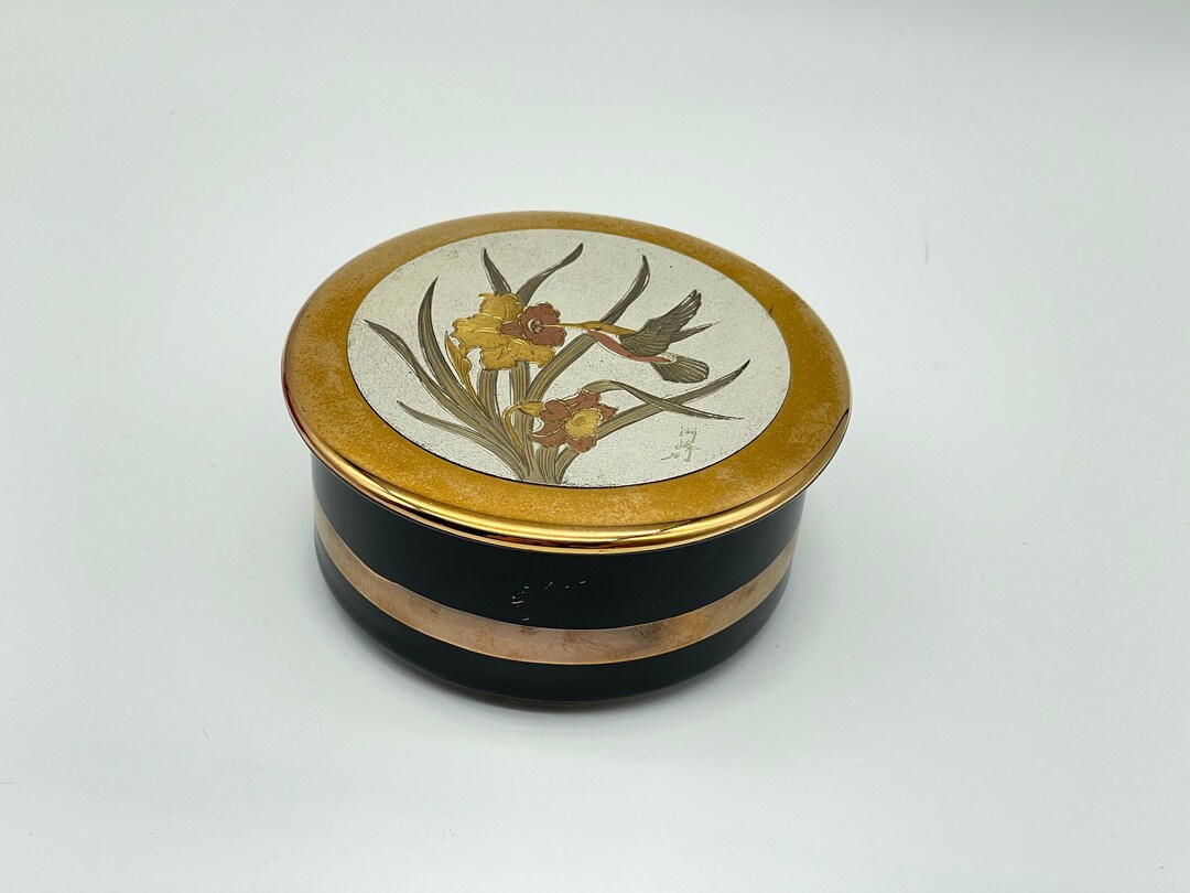 VTG, the Art of Chokin Engraved Metal and Porcelain Gilded Trinket Box ...