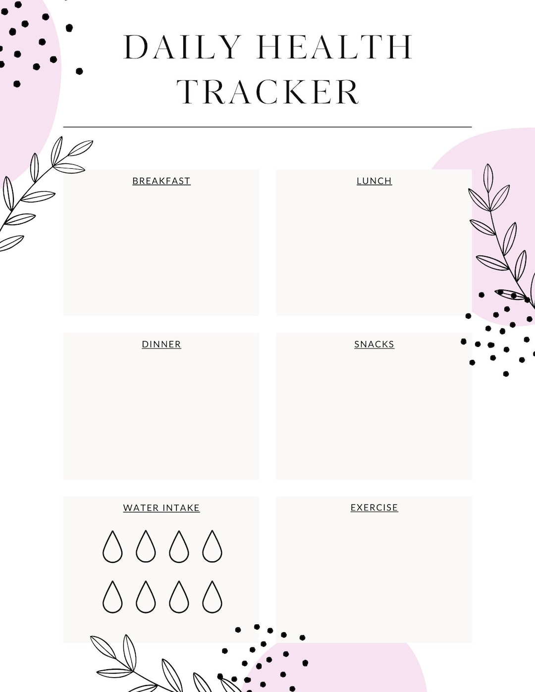 Daily Health Tracker Printable, Instant Download, Healthy Habits ...