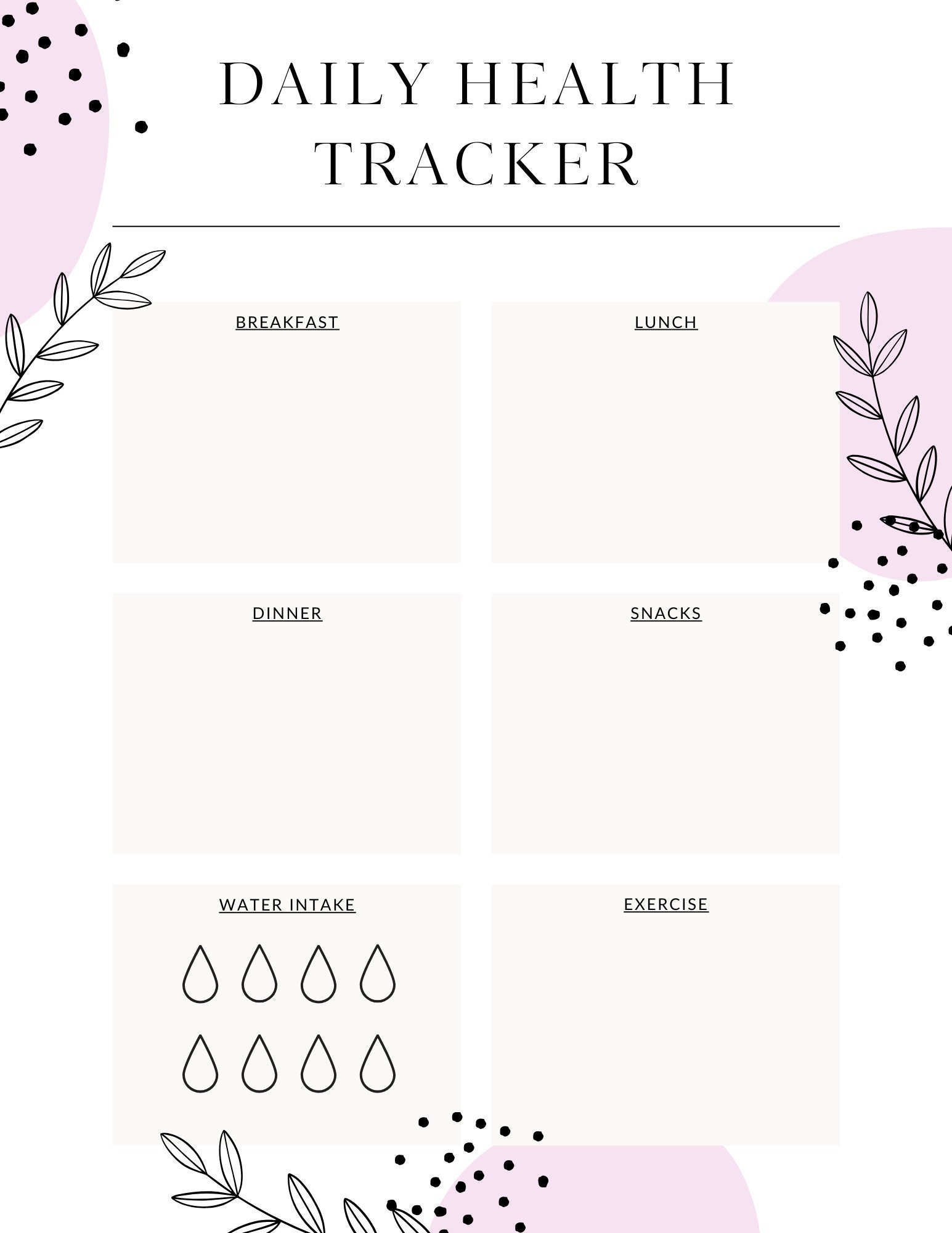Daily Health Tracker Printable, Instant Download, Healthy Habits ...