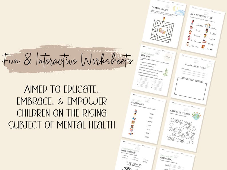 Worksheets for Kids Printable Worksheets Mental Health Kindergarten ...