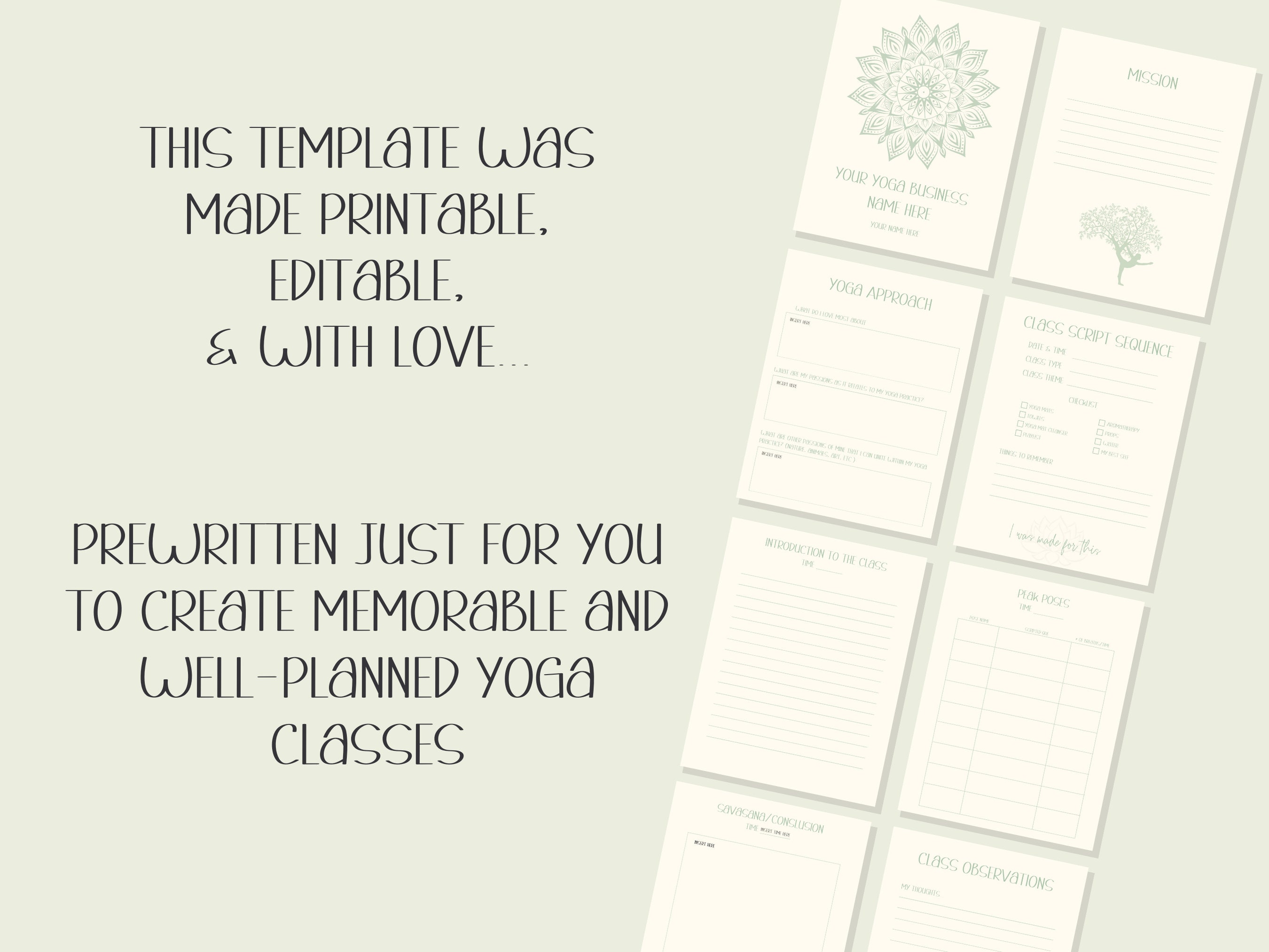 Yoga Class Planner | Template Bundle | Planner | Yoga Planner | Yoga ...