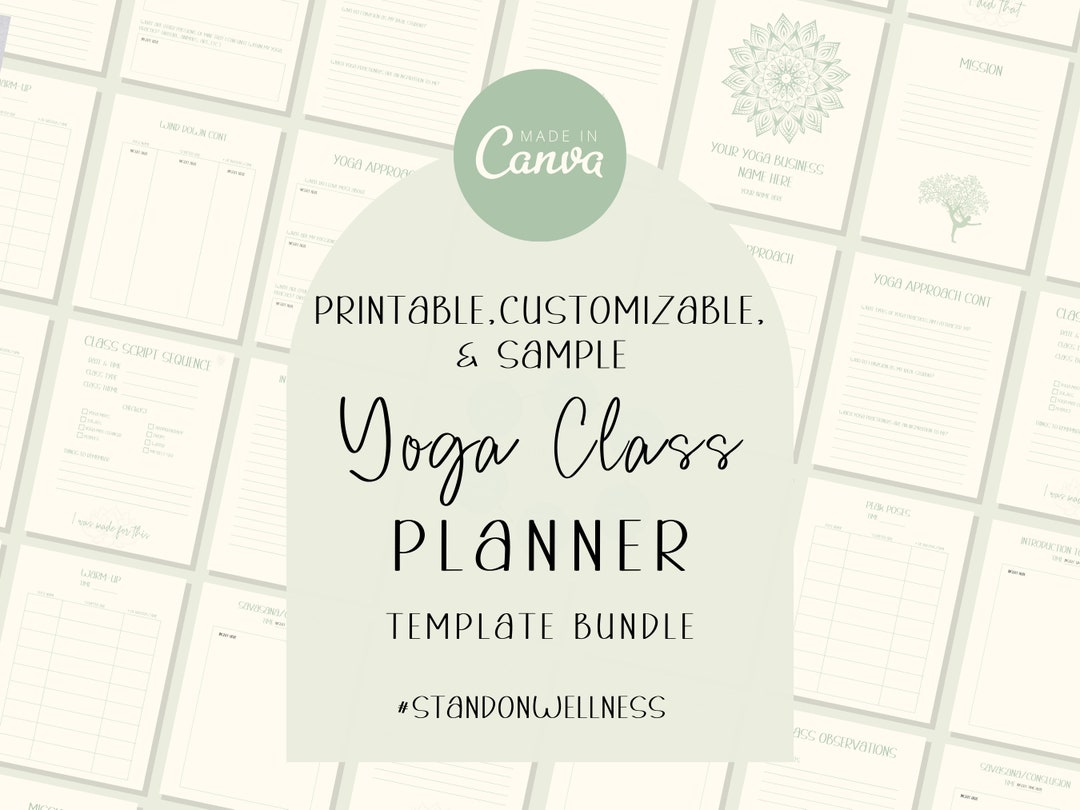 Yoga Class Planner | Template Bundle | Planner | Yoga Planner | Yoga Class Customizable and ...