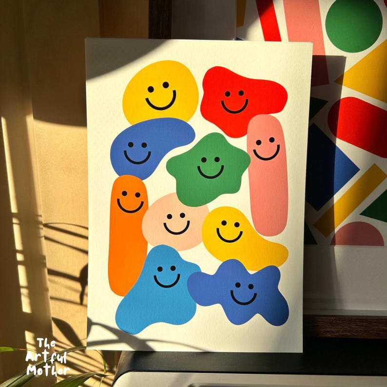 DIGITAL DOWNLOAD 'smiling Splodges' Print Minimalist Bold Design Family ...