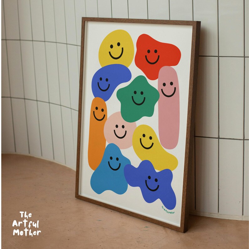 DIGITAL DOWNLOAD 'smiling Splodges' Print Minimalist Bold Design Family ...