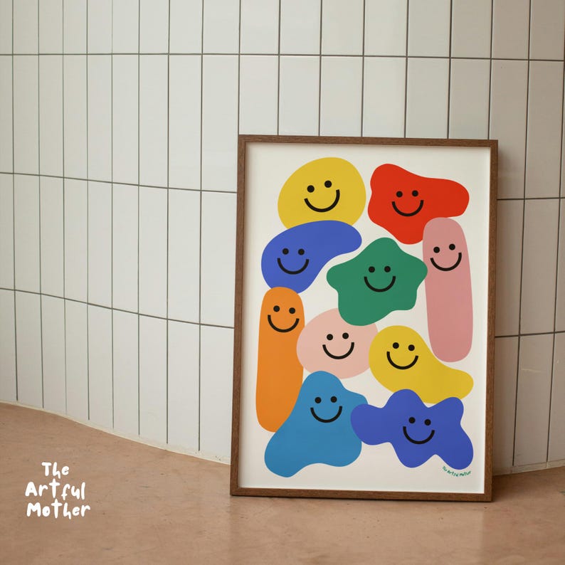 DIGITAL DOWNLOAD 'smiling Splodges' Print Minimalist Bold Design Family ...