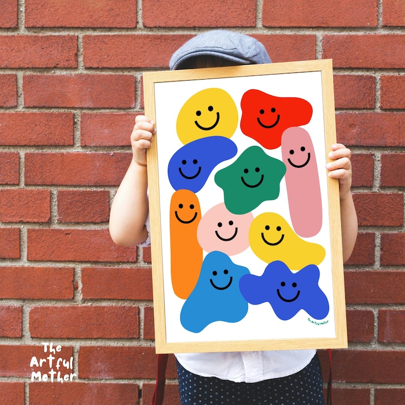 DIGITAL DOWNLOAD 'smiling Splodges' Print Minimalist Bold Design Family ...