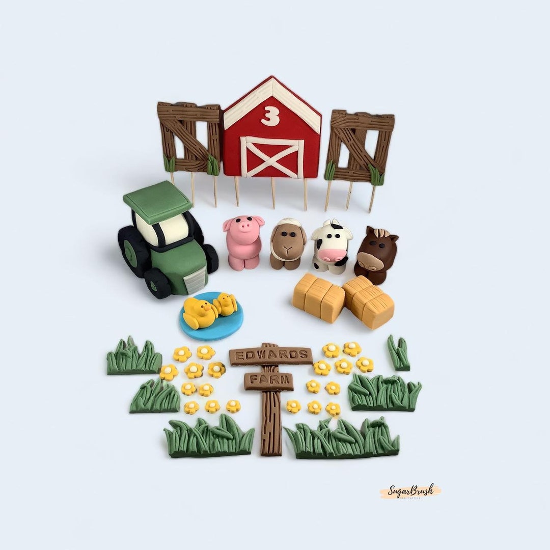 Personalised Edible Icing Full Farm Cake Topper, Tractor Topper, Farm ...