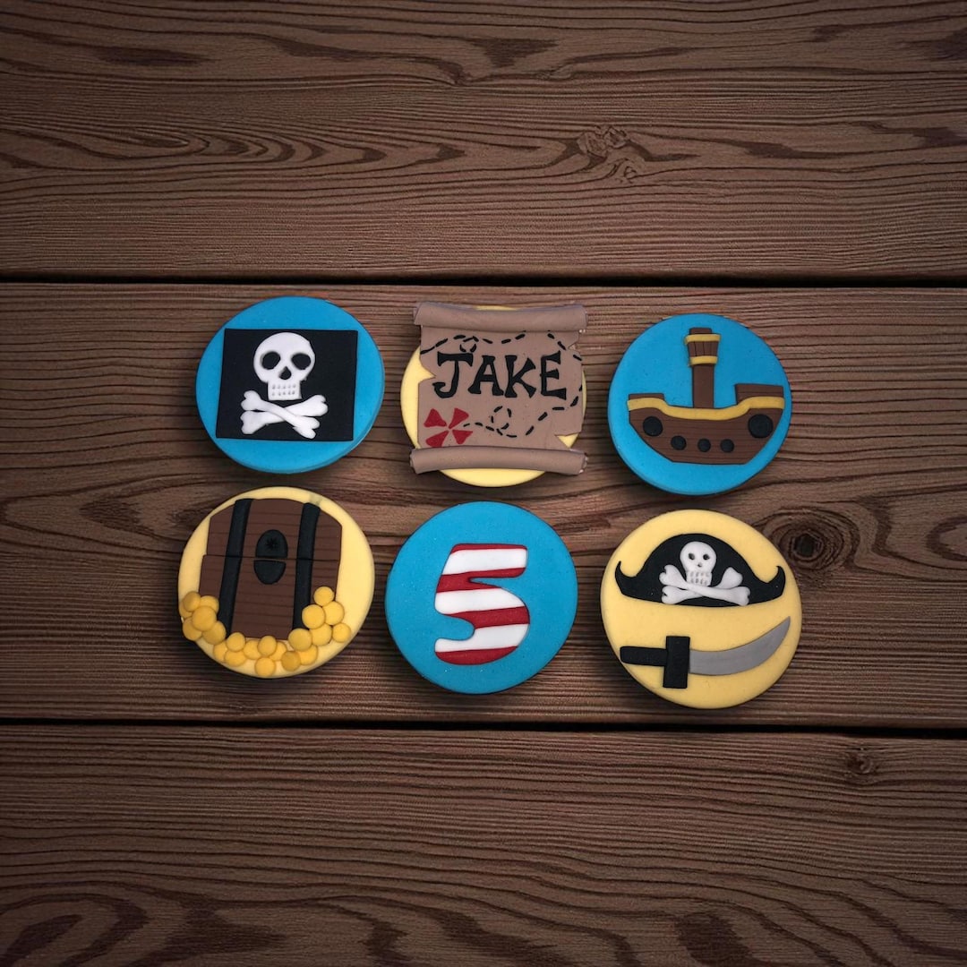 Personalised Edible Pirate Cupcake Toppers – Icing Cake Decorations for ...