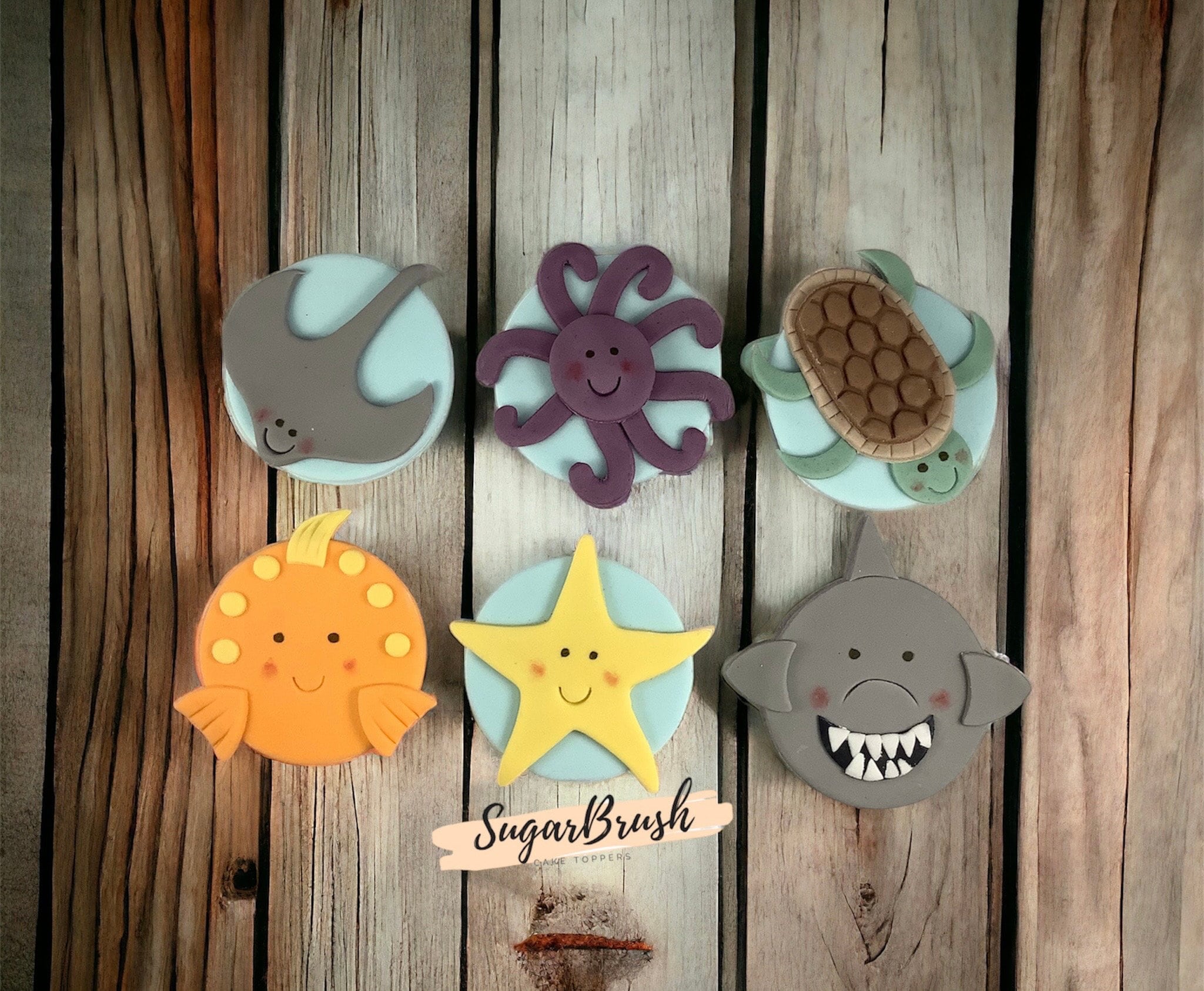 Sea Animals Topper, Under the Sea Edible Icing Cupcake Topper, Shark ...