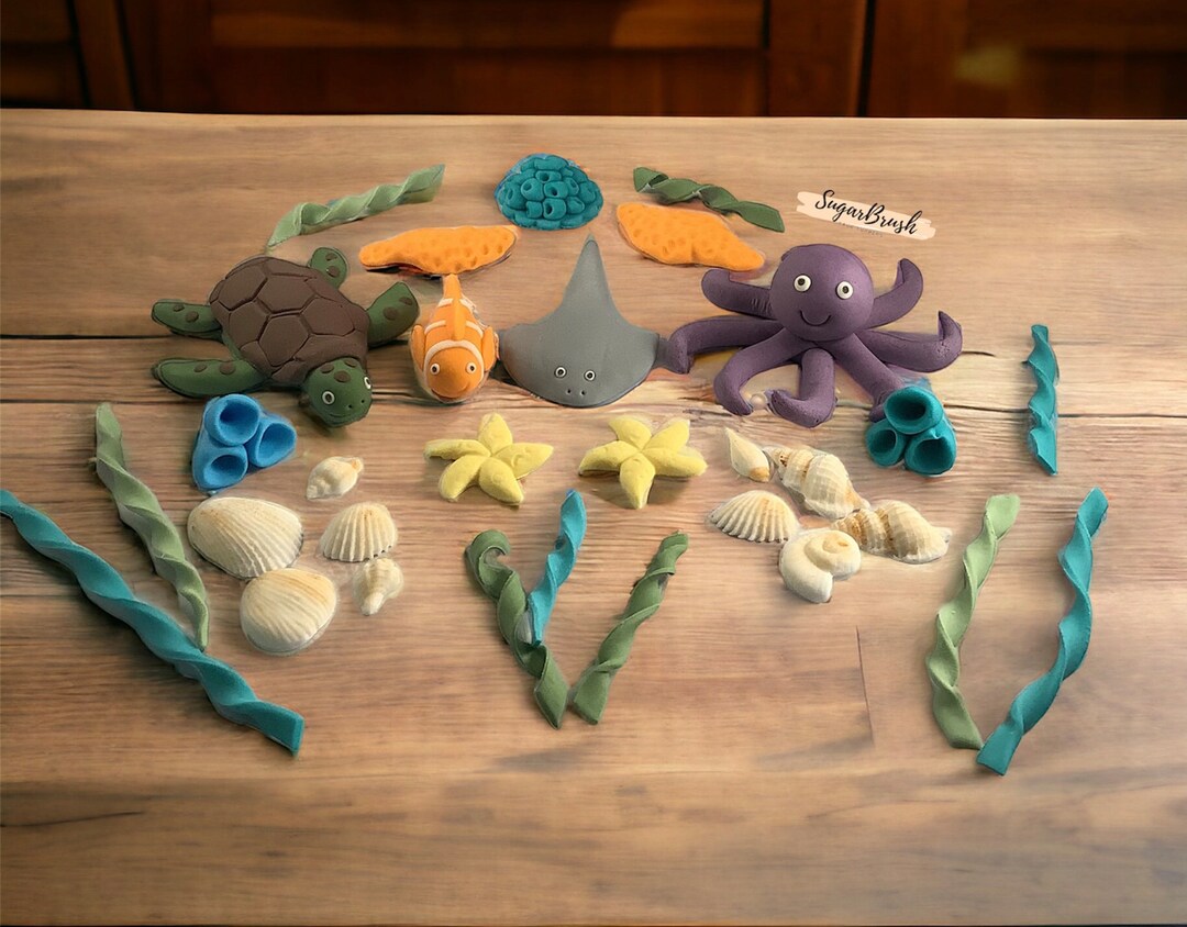 Under the Sea Topper, Sea Animal Edible Icing Cake Topper, Coral Reef ...