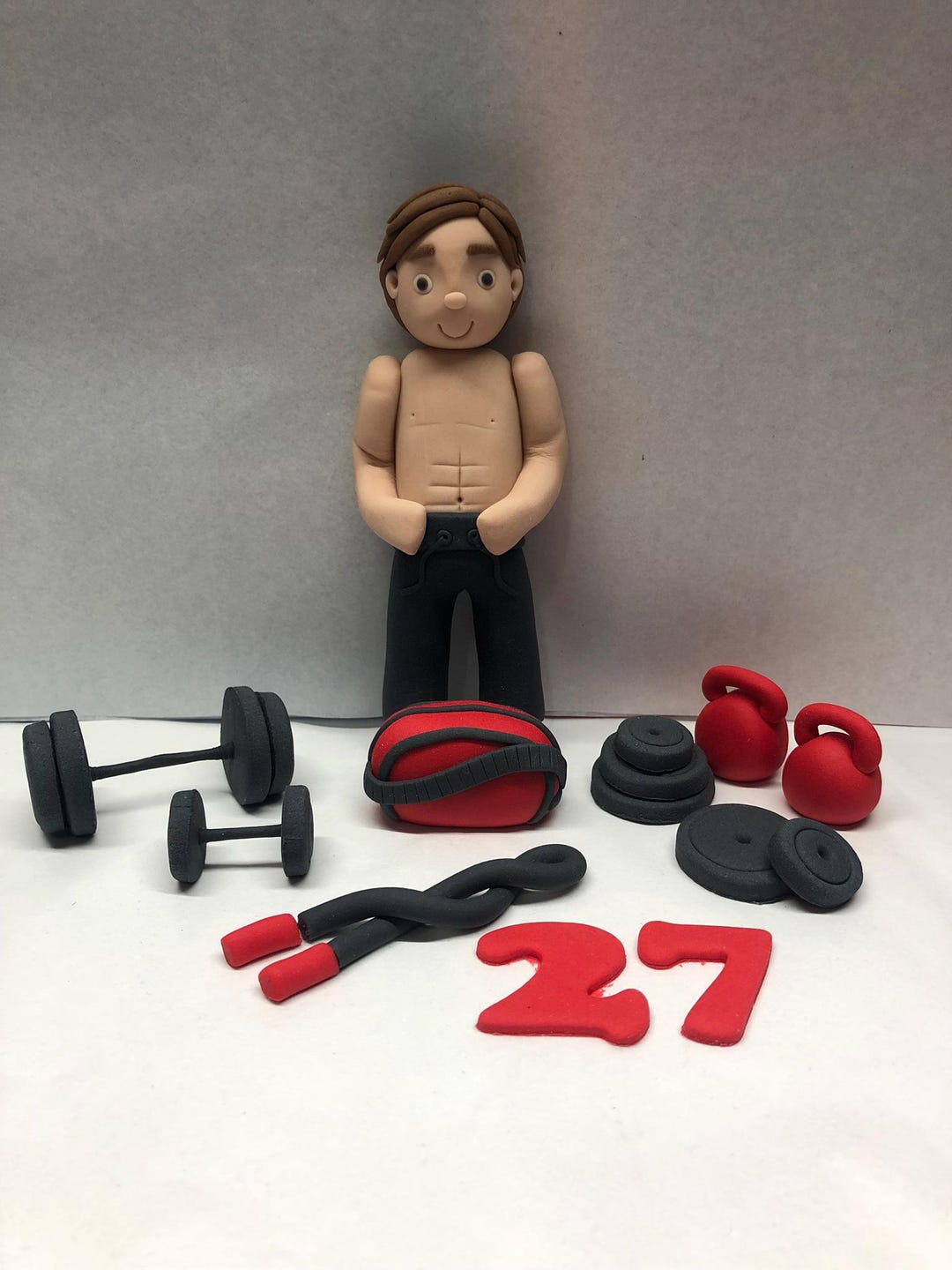 Edible Gym Cake Toppers – Handmade Icing Decorations With Male Figure ...