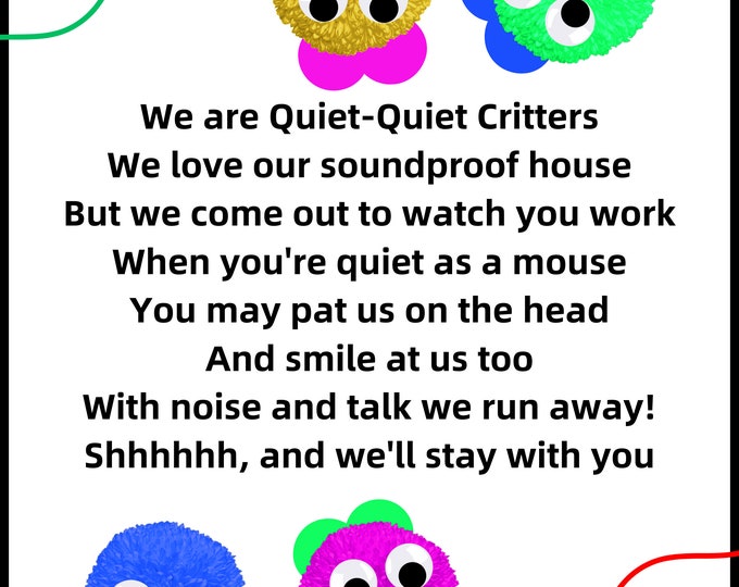 Neurodiverse! Quiet Critter Poem Label (printable) - Etsy