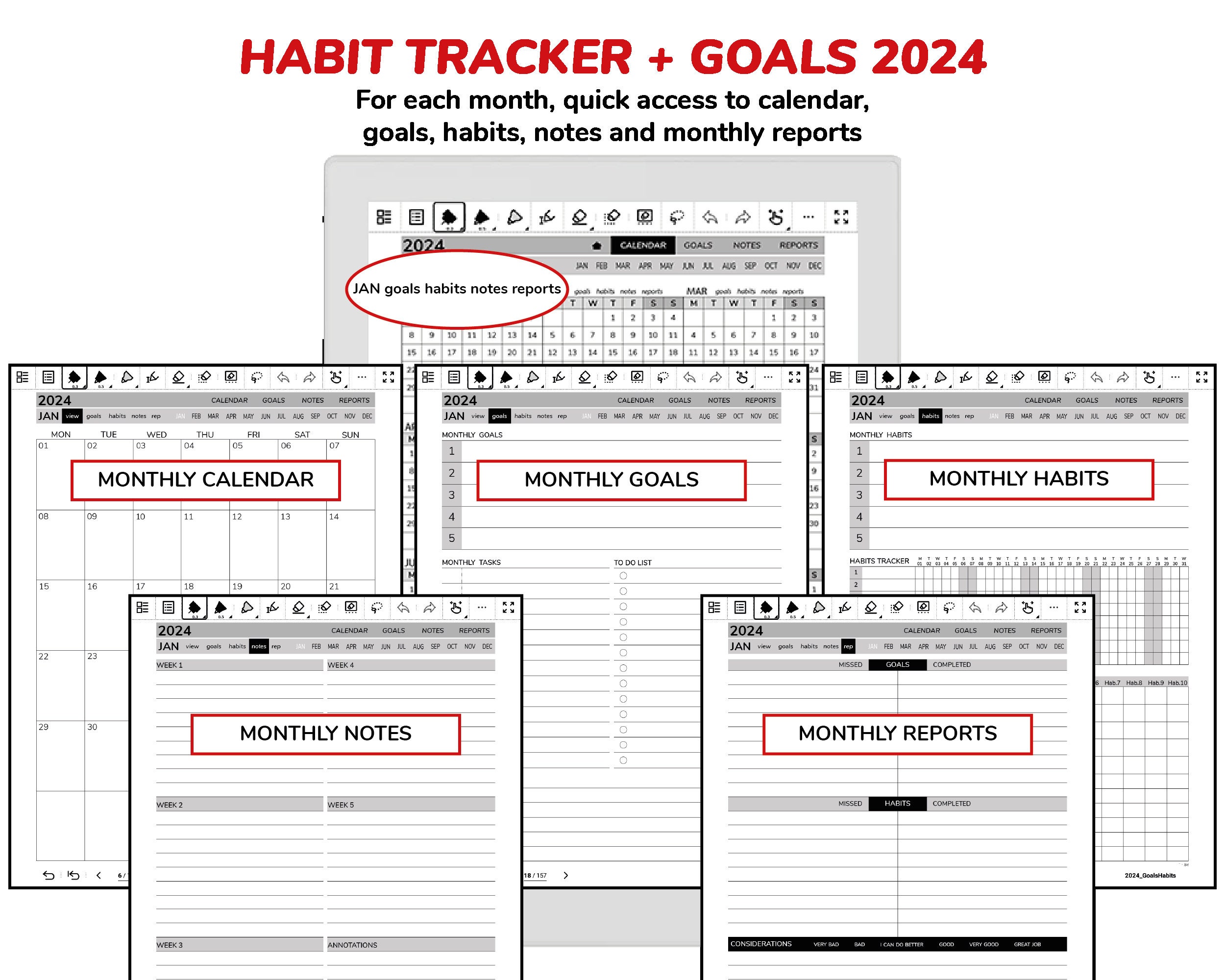 Supernote 2024 Goals and Habit Tracker - Etsy
