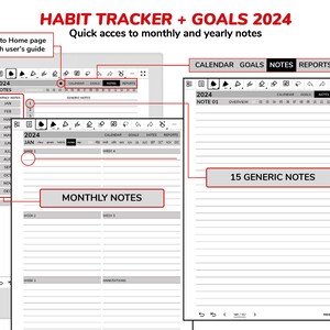 Supernote 2024 Goals and Habit Tracker - Etsy