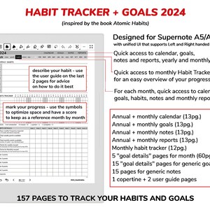 Supernote 2024 Goals and Habit Tracker - Etsy