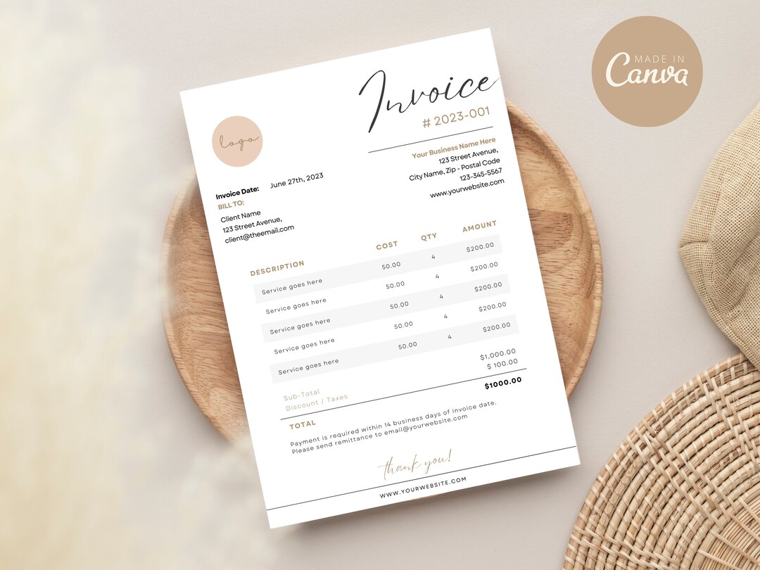 Invoice Template Editable, Small Business Custom Order Form Printable ...