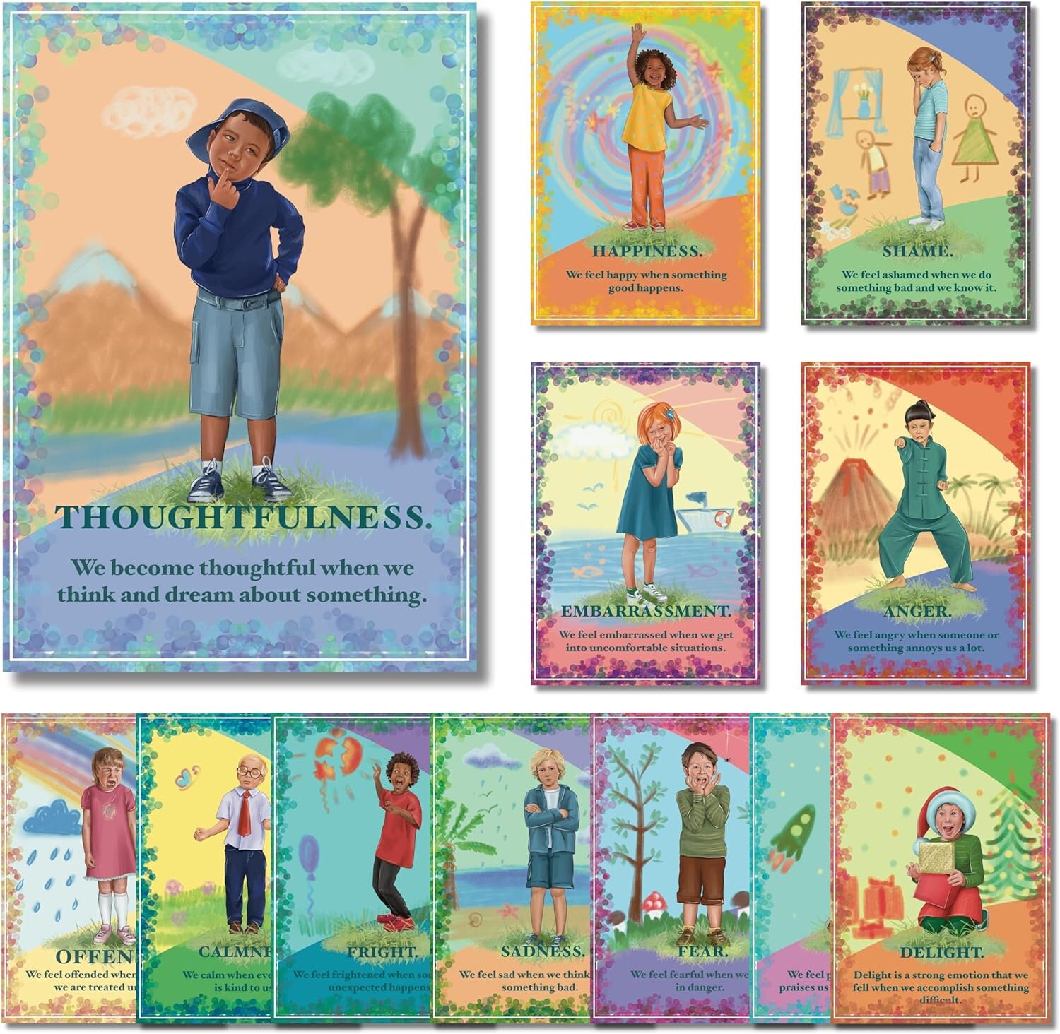 35 EMOTIONS Montessori Flashcards, Calming Down Corner Feelings Game ...