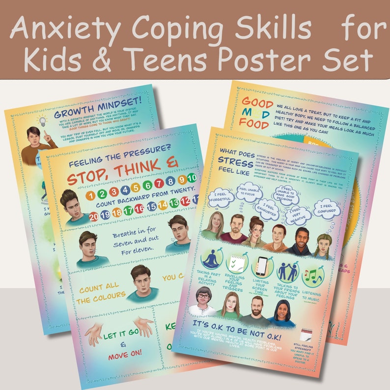 DBT Bundle Coping Skills Printable Poster Handout Cheat Sheet ...