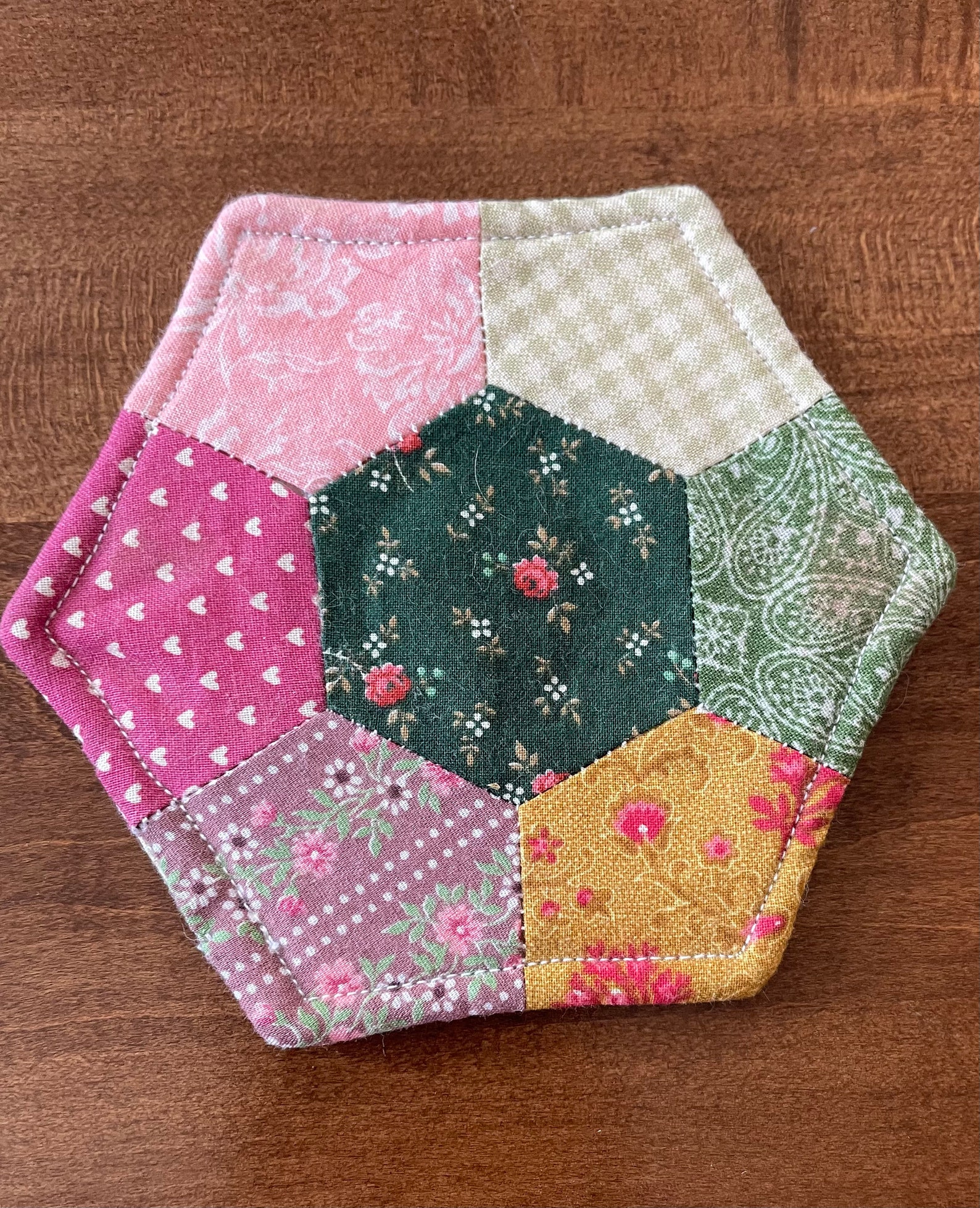 Scrappy Quilted Hexagon Coasters - Etsy