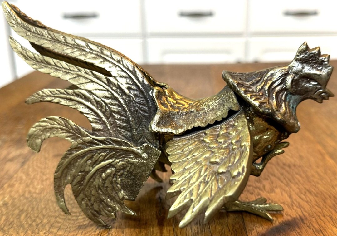 1960s Solid Brass Fighting Rooster Statue - Etsy