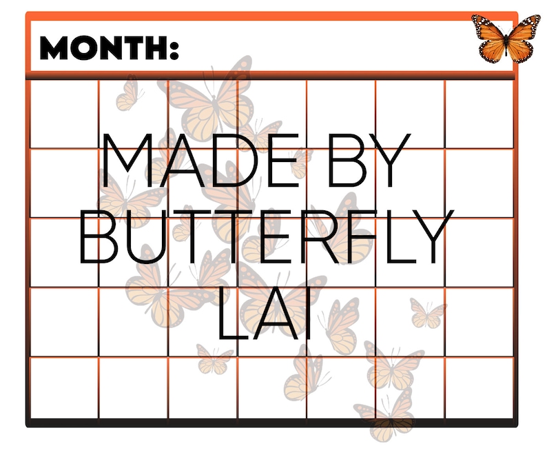 Monarch Butterfly Calendar Printable - Etsy