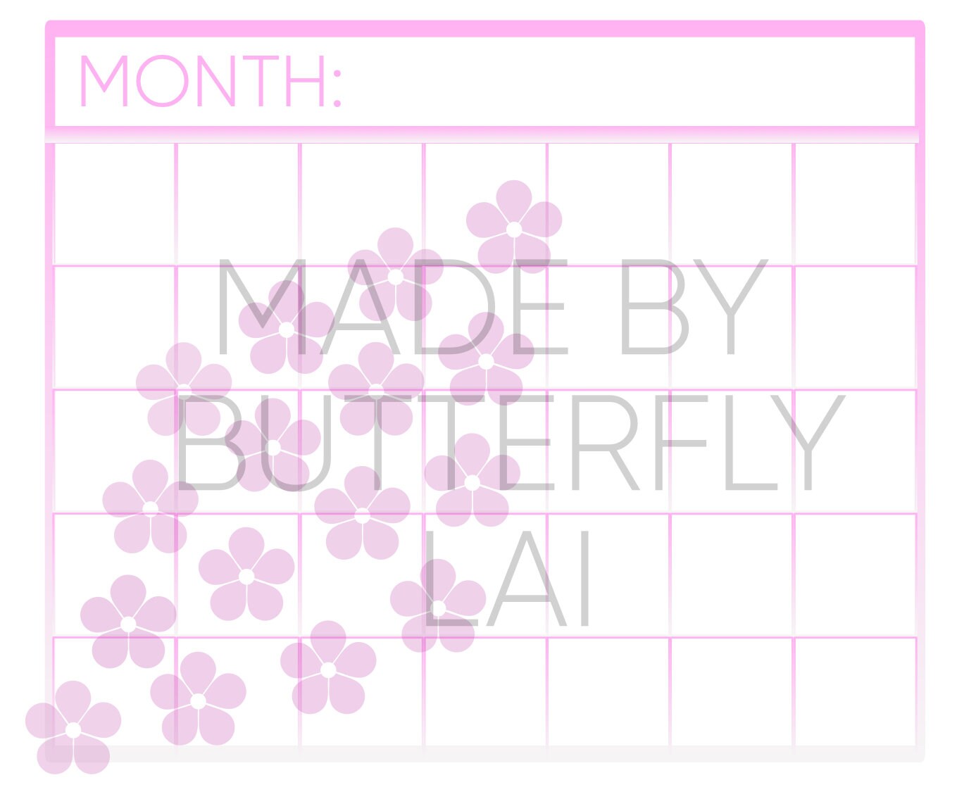 Pink Flower Themed Calendar Printable - Etsy