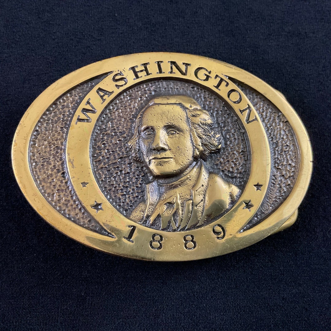 Vintage 1979 GEORGE WASHINGTON BRASS Belt Buckle Fits Most 1.5 Belts ...