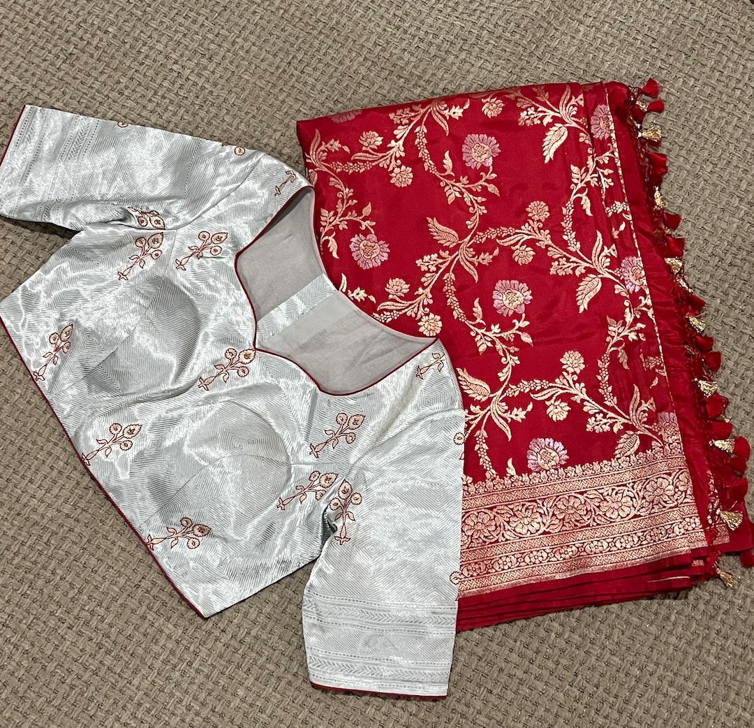 Banaras Katan Silk Saree in Red Color Paired With Pure Banaras Silk ...