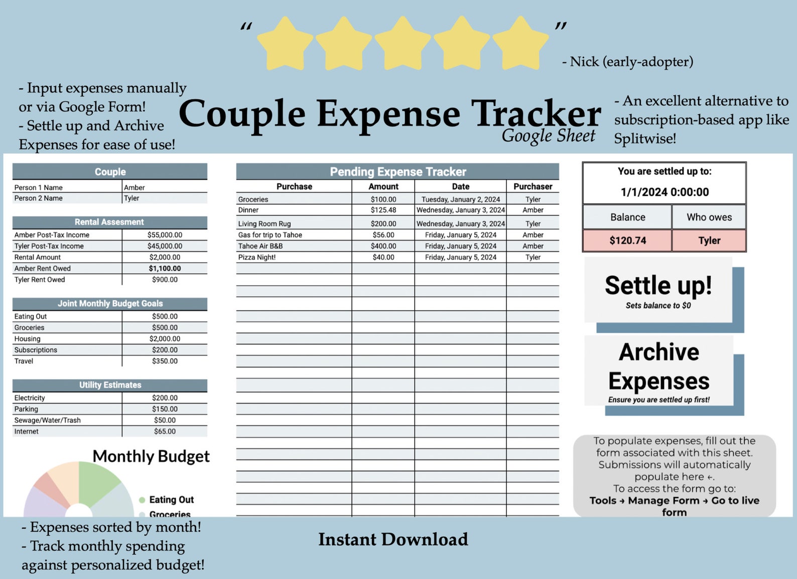 Couple Expense Tracker Spreadsheet - Simplify Your Finances Together ...