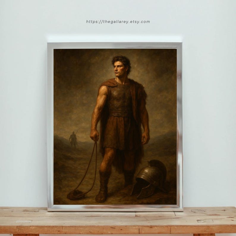 David the Warrior – Classical Oil Painting Style | Biblical Wall Art ...