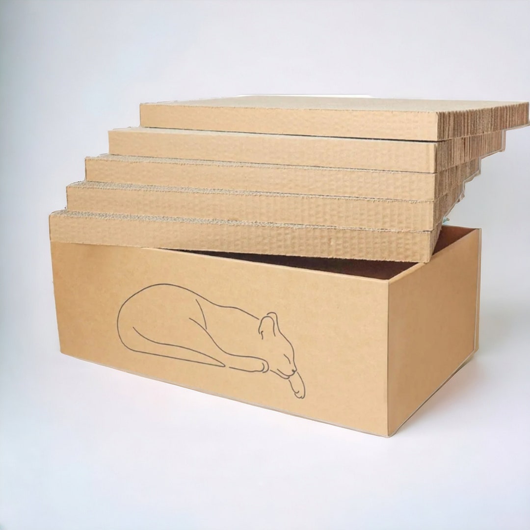 5 Packs in 1 Cat Scratch Pad With Box for Indoor Cats Reversible ...