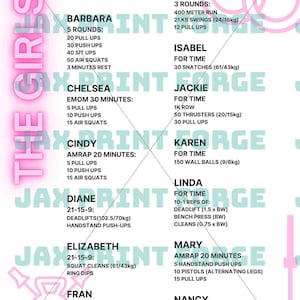 Crossfit WOD Poster Set – Hero Wods, the Girls, & New Girls (printable ...