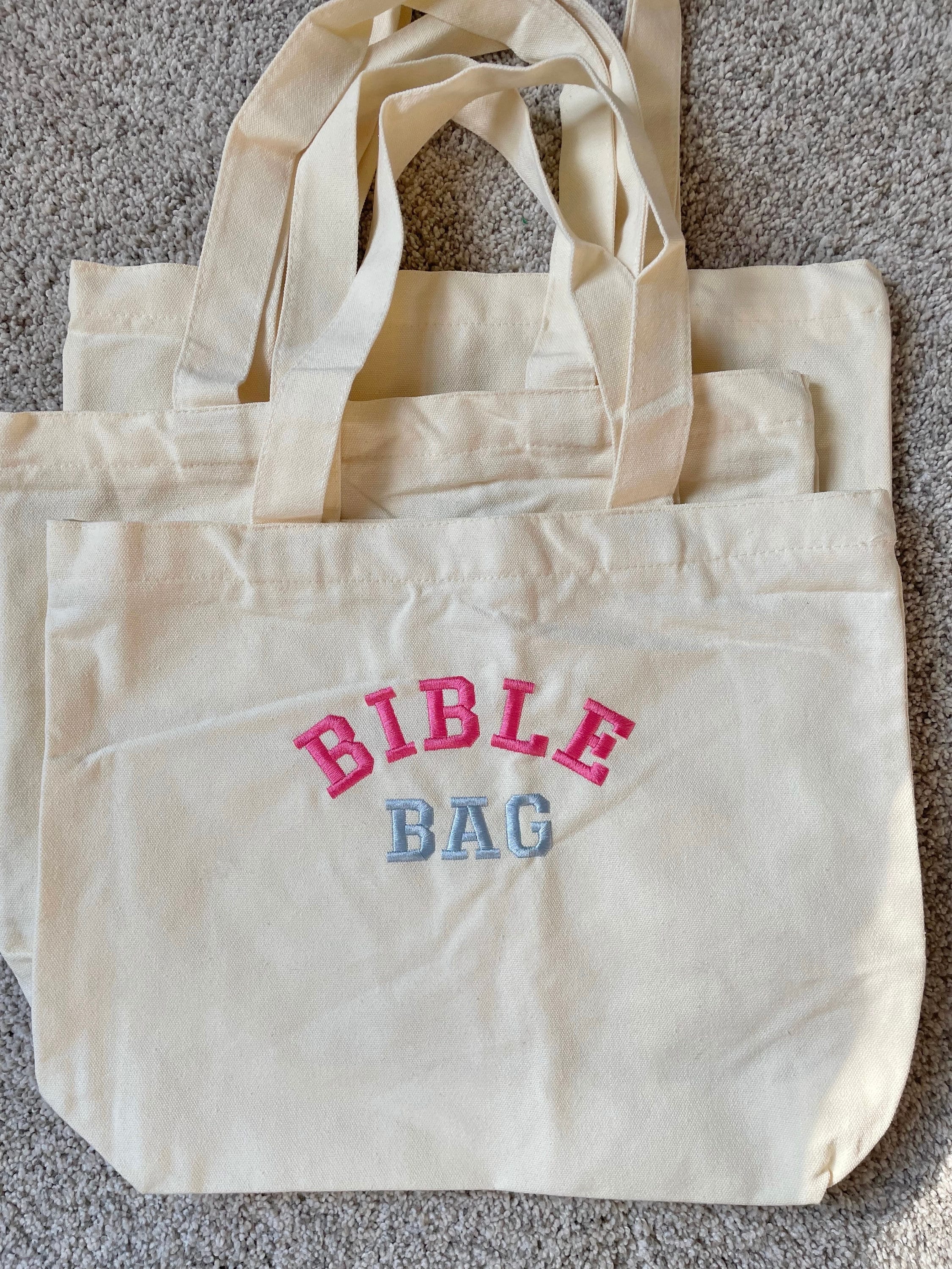 Canvas Bible Bag Embroidered Bible Tote Bag Christian Collegiate Bag ...