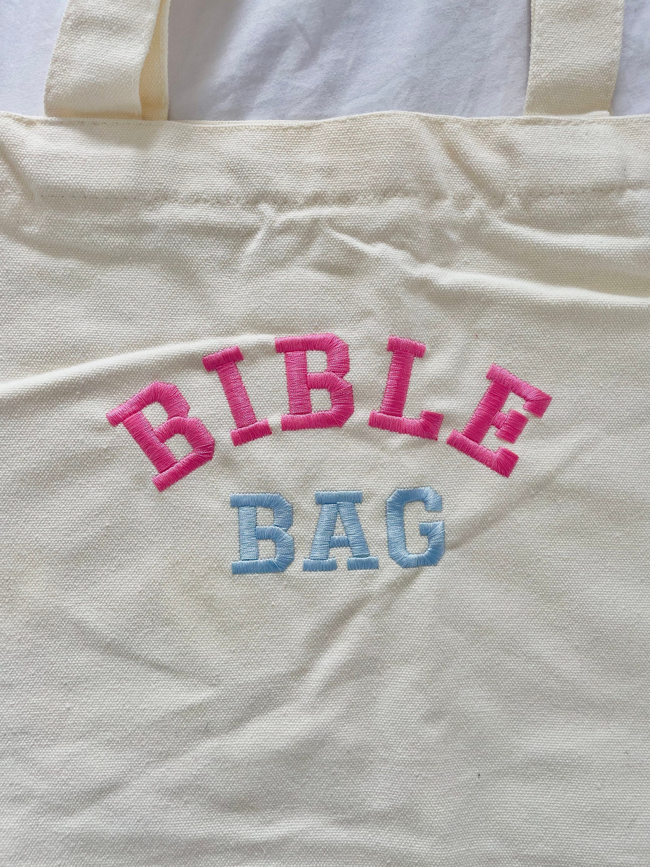 Canvas Bible Bag | Embroidered Bible Tote Bag Christian Collegiate Bag ...