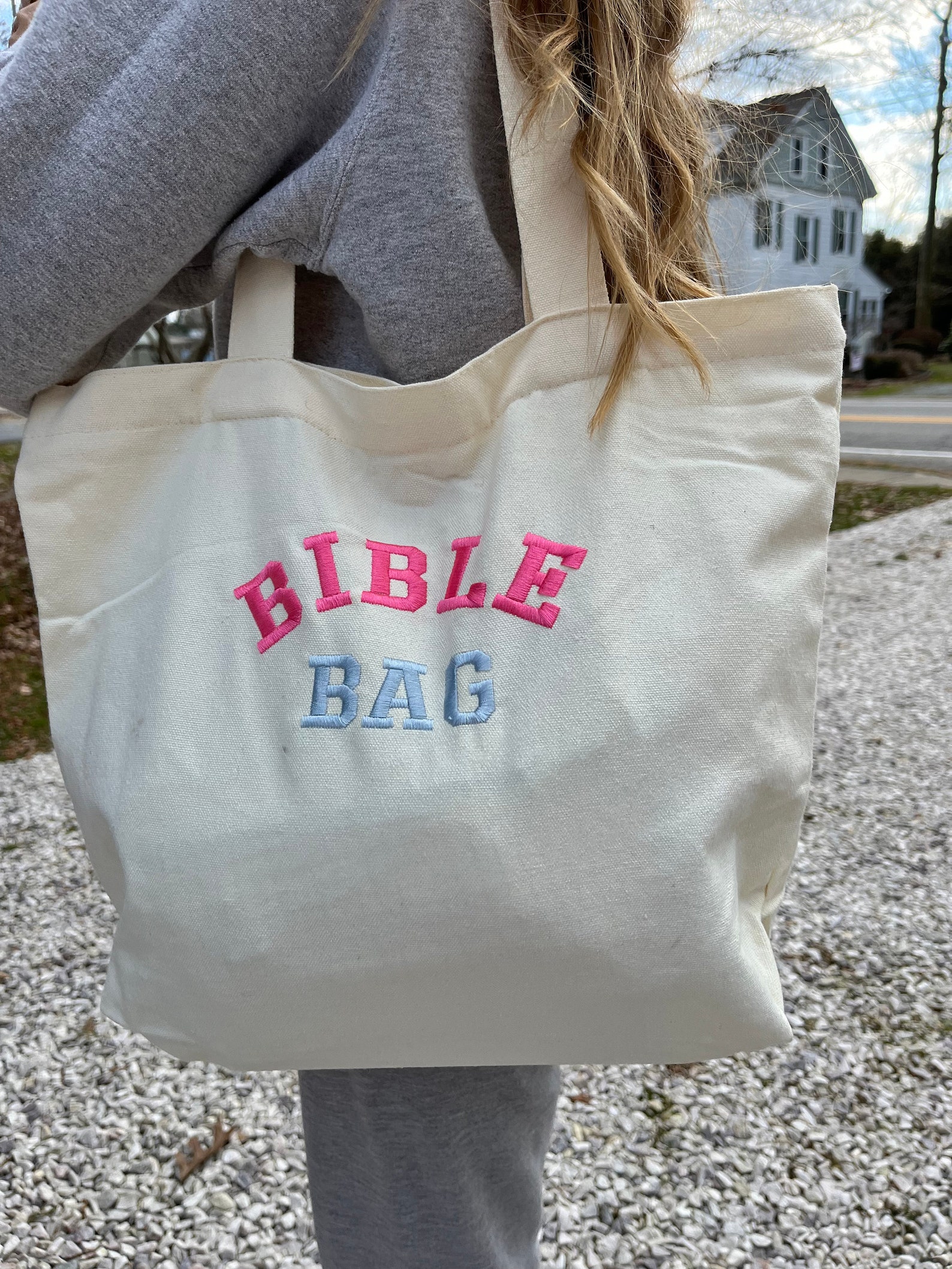 Embroidered Canvas Bible Tote Bag | Christian Collegiate Bag - Etsy