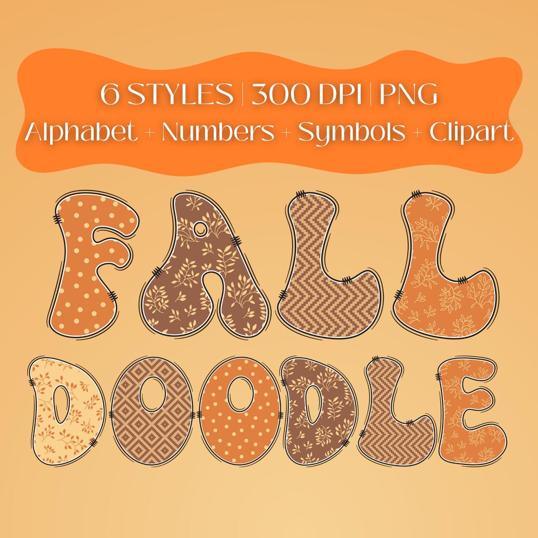 Fall Doodle Alphabet Bundle, Autumn PNG Letters, Numbers & Accessories ...