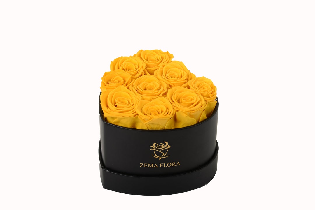 Yellow Preserved Rose Box, Long Lasting Rose, Rose Box, Valentine Gift ...