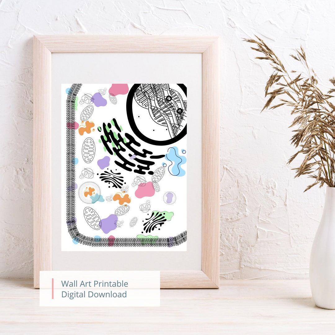 Minimalist Cell White, Cell Biology Digital Wall Art Print, Biology Art ...