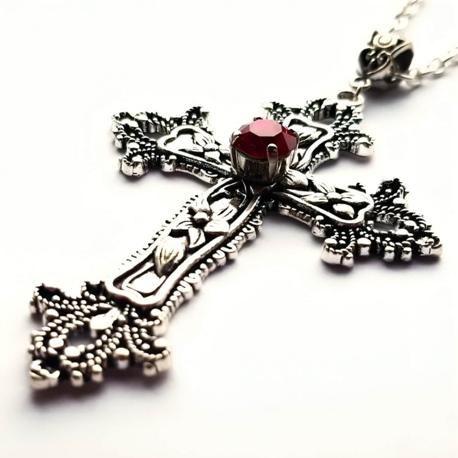 Opium Silver Cross Necklace Pendant, Y2K Cross Chain Men, Shiny Cross ...