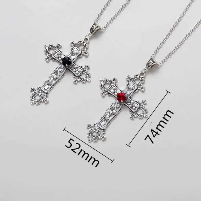 Opium Silver Cross Necklace Pendant, Y2K Cross Chain Men, Shiny Cross ...